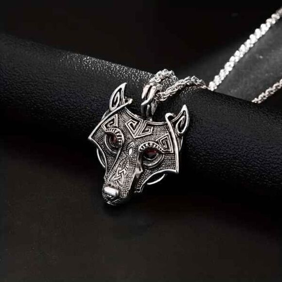 Accessories | Viking Fenrir Wolf Headstainless Steel Ruby Eye ...